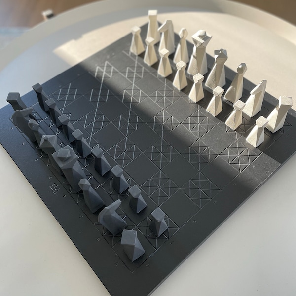 Modern Chess Set, Resin Chess Pieces, Handmade Unique Chess Set With ...
