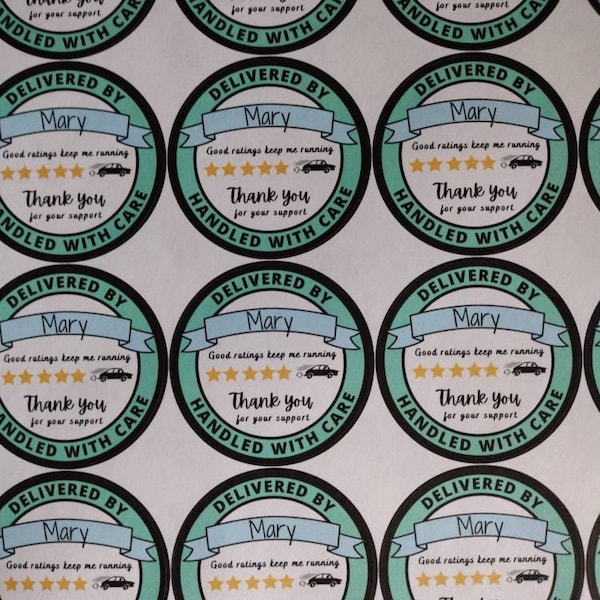 Pastel Delivery Stickers for Gig Workers. Custom Personalized 2 ...