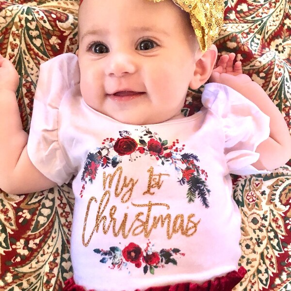 Baby Girl 1st Christmas Outfit First Christmas Dress Newborn Christmas ...