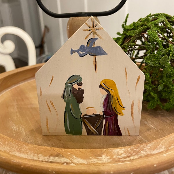 Rustic Nativity Scene Mini Painting Original Minimalism Art - Etsy