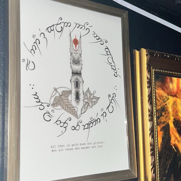 Tolkien Inspired Hand Drawn Book Stack Illustration Print // Lotr ...