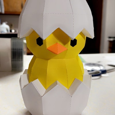 Chick in Egg Papercraft 3D DIY Low Poly Paper Crafts Easter Decor Model ...