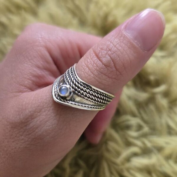 Aquamarine Stars and Moon Fidget Ring | Sterling Silver Celestial ...