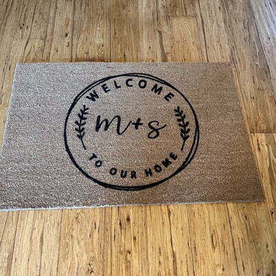 Custom Welcome to Our Home Door Mat, Personalized Initials Wedding ...