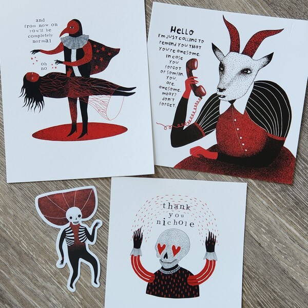 Goat Family Print Ominous Illustration Portrait Holy Trinity Design ...