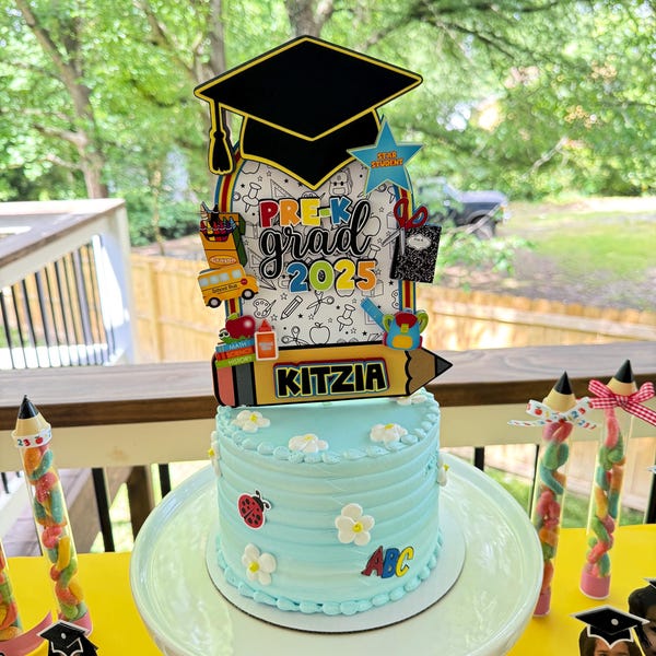 Personalized Pre-k Graduation Cake Topper, School Theme Party - Etsy