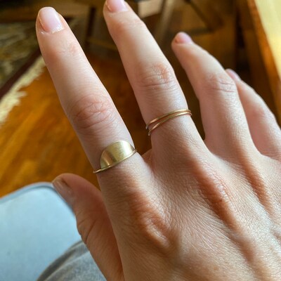 Half Circle Ring, Modern Round Stacking Ring, Delicate Gold Shield Ring, 14k Gold Fill Stackable ...
