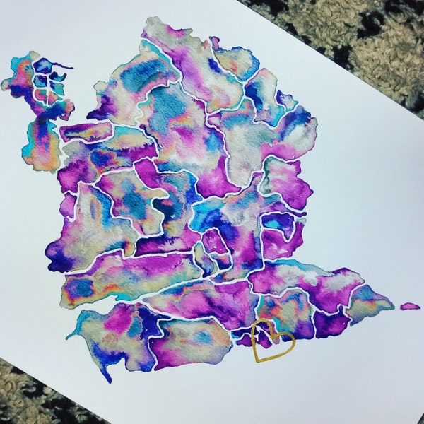 LARGE Custom Maps - Choice of 9 Maps Personalised by Niki Pilkington ...