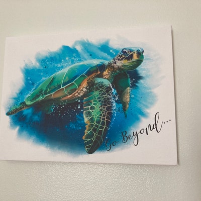 Sea Turtle in Blue Sea White Background Watercolor Animal Artwork ...