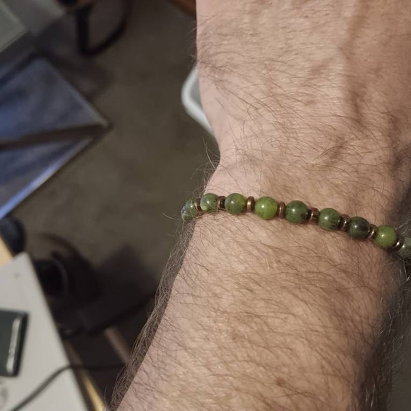 Certified Green Jade and Mixed Crystal Mens Bracelet Set, Real Jade ...