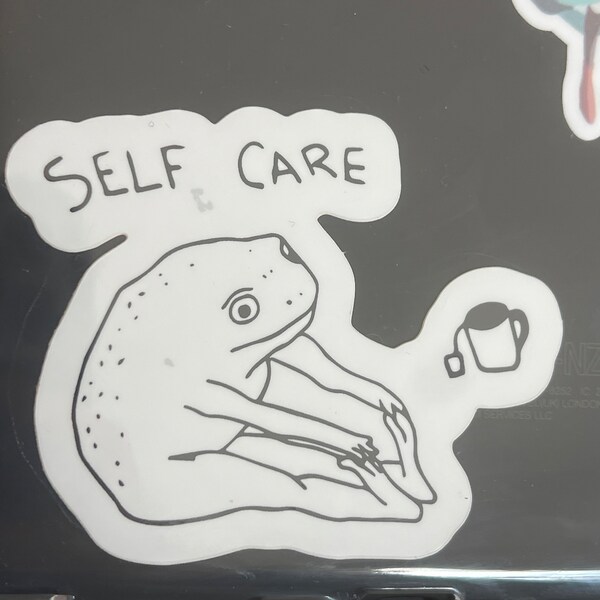 Funny Frog Self Care Sticker, Funny Frog Self Care Retro Sticker, Funny ...