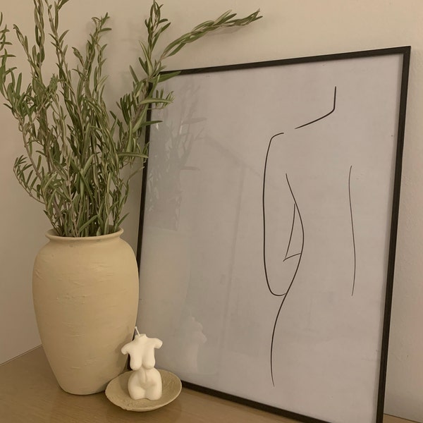 Half Back Line Drawing, Female Line Art, Abstract Art Print, Black and ...