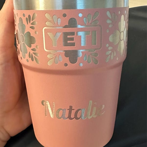 Personalized Floral Design Yeti 20oz Rambler Tumbler 360 Degree ...