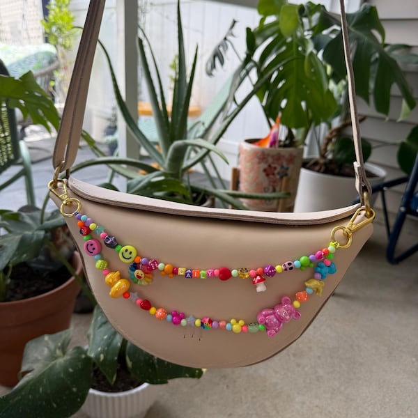 Personalized Colorful Chunky Beaded Bag Charm, Cute Bag Charm With Name ...