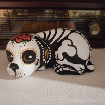 Day of the Dead DOG Statue Skeleton Puppy Figurine Pet Memorial Shrine ...