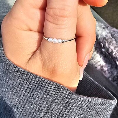 Anxiety/ ADHD Ring, Double Layer Worry Ring, Silver Plated Fidget Ring ...