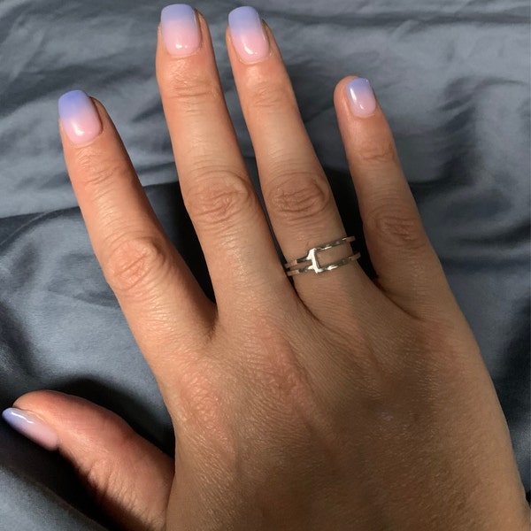 Split Bars Modern Minimalist Silver Ring - Etsy