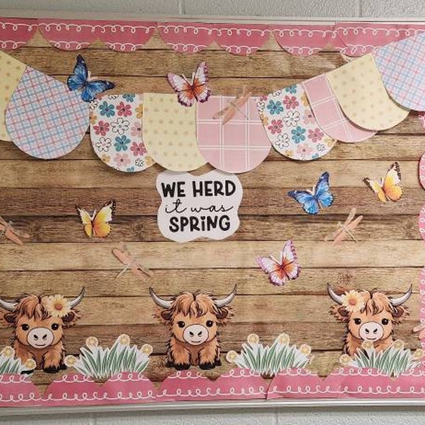 Highland Cow Spring Bulletin Board Kit: Classroom Decor (printable) - Etsy