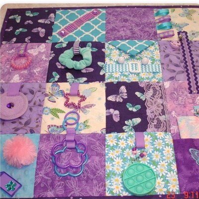 Pastel Fidget Butterflies FROGS Activity Busy Tactile Sensory Quilt ...