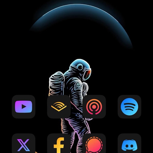 Neon App Icon Pack, iPhone and iPad Theme, Neon Art Covers, Widget ...