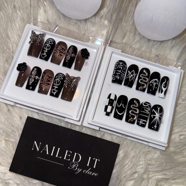 Black and White BMTH Inspired Press on Nails Band Logos - Etsy