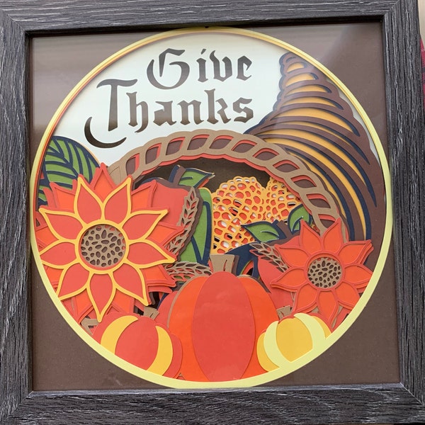 3D CORNUCOPIA Svg - THANKSGIVING Shadow Box Svg - for Cricut - for ...