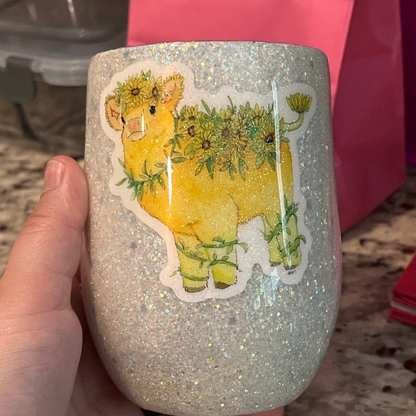 Sunflower Cow Sticker - Etsy