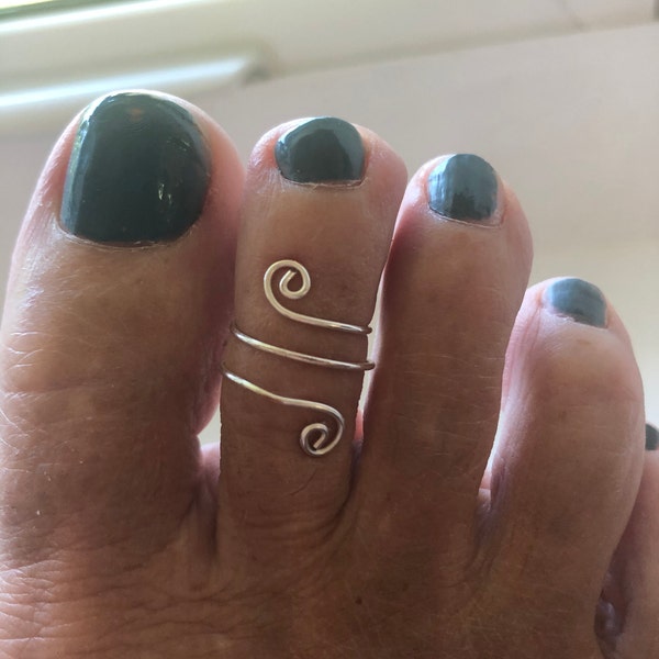 Big Toe Ring, Spiral Toe Rings, Wire Wrapped Gold Toe Ring, Simple Toe ...