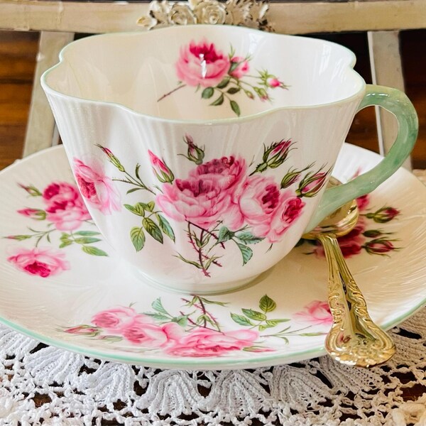 Moss Rose by Royal Albert Cup and Saucer, Fine English Bone China ...