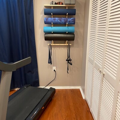 Wall-mounted Yoga Mat Rack: Handmade, Furniture Quality, 100% Solid ...