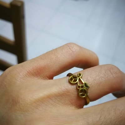 Bicycle Ring, Bike Ring, Boho Ring, Cute Ring, Gold Ring, Little Ring ...