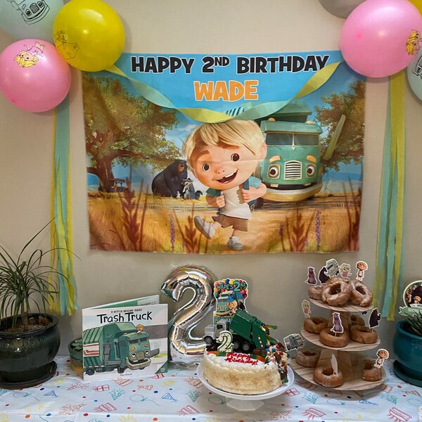 Trash Party Backdrop Design,truck Custom Birthday Banner, Truck ...
