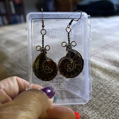 Labradorite Copper Gemstone Earrings Copper Wire Wrapped Earrings ...