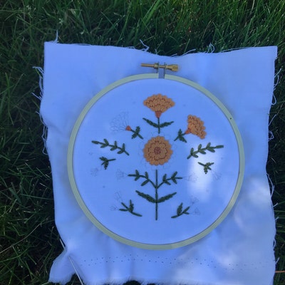 Marigold Embroidery Kit, October Embroidery Kit, DIY Embroidery, Birth ...