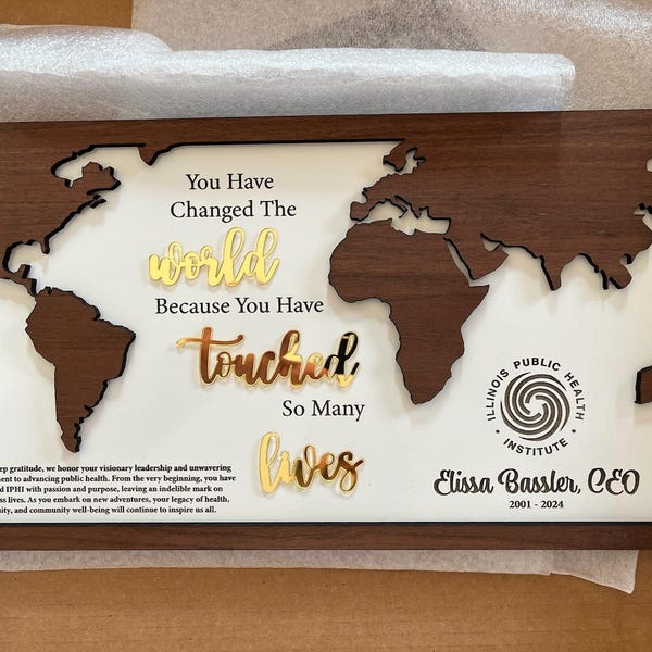 Personalized Retirement Gift: World Map Farewell Plaque - Etsy