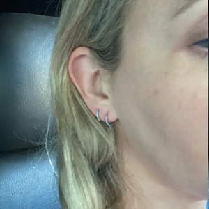 Turquoise Hoop Earring Sterling Silver Earring Dainty Hoop Huggie Hoop ...