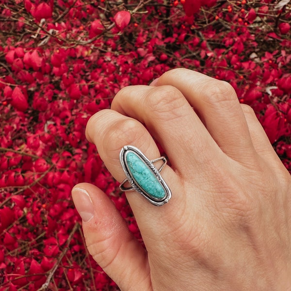 Boho Turquoise Ring, Sterling Silver Ring for Women, Statement Ring ...