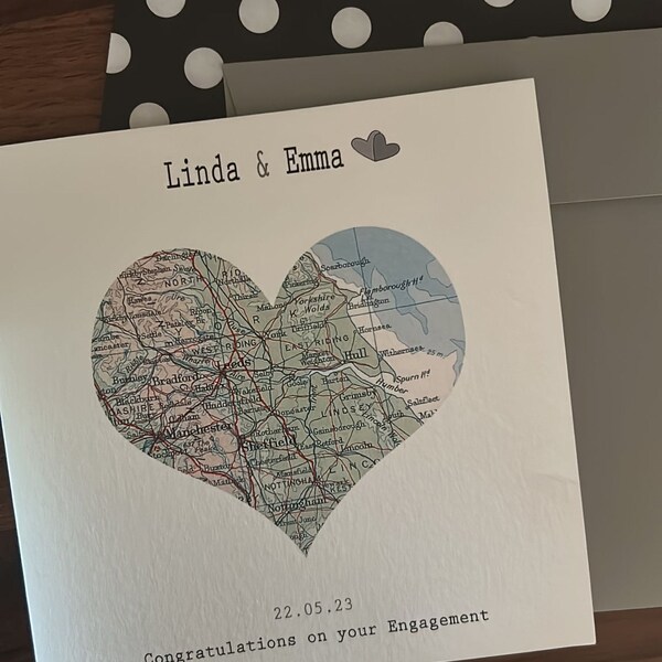 Special Location Map Card, Personalised Anniversary Card, Engagement ...