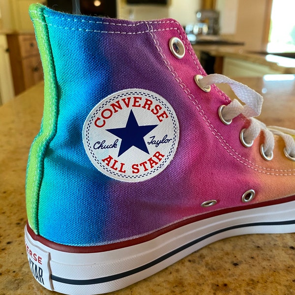 Custom Dyed Neon Rainbow Converse All Star High Top Shoes - Etsy