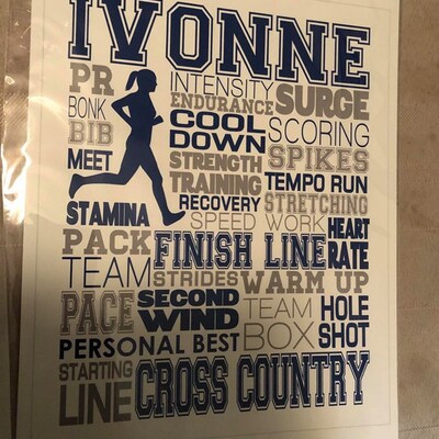 Cross Country Typography, Personalized Cross Country Poster, Gift for ...