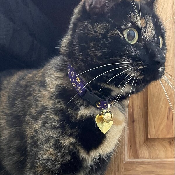 Cat Collar moonlight Purple Moon & Stars Cat Collar / Breakaway or Non ...