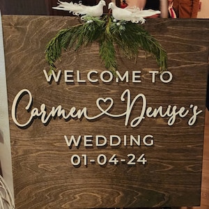 3D Wedding Welcome Sign, Custom Wood Wedding Sign, Welcome to Our ...