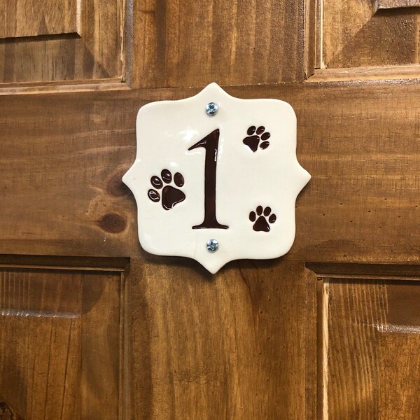 Handmade Ceramic Paw Print House Numbers, Paw House Numbers, Dog House ...