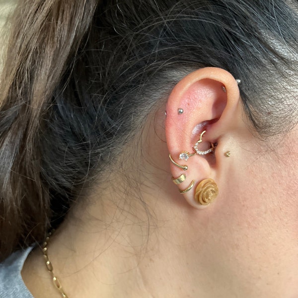 14K 16G Twisted Spiral Helix Earring/s-shape Conch Earring/spiral ...