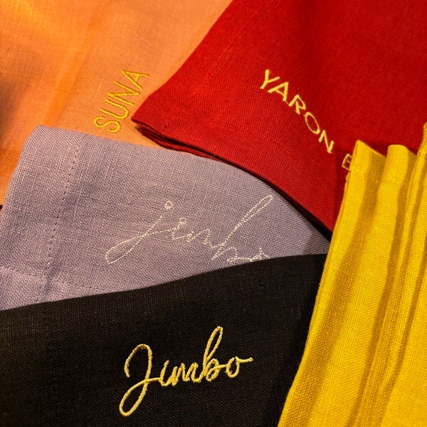 Embroidered Napkins | Letter Monogrammed Napkins | Dinner Napkins ...