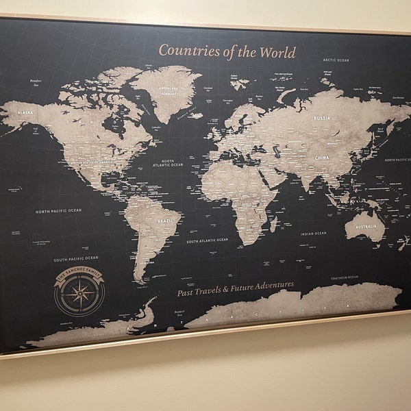 Canvas World Travel Map | Push Pin World Map Custom, Framed World Maps ...