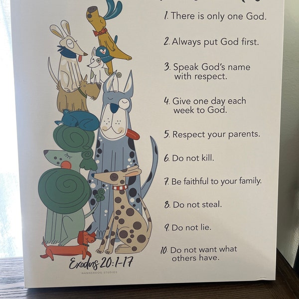 10 Commandments Canvas Whimsical Artwork for Kids | Sweet, Happy ...
