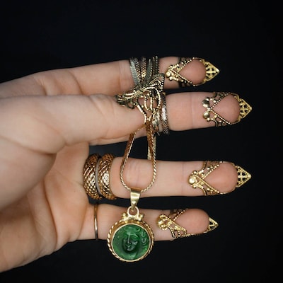 Ancient Lydia Lion and Bull Intaglio Necklace 925 Sterling - Etsy