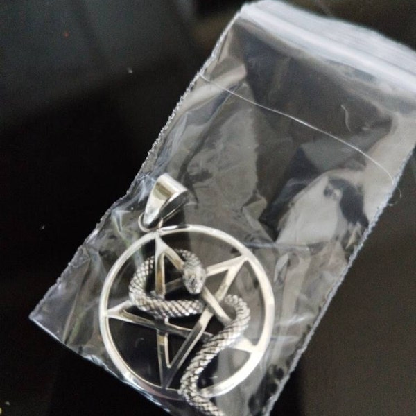 Sterling Silver 925 Snake Wrapped Pentagram Pendant - Etsy