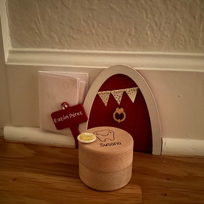 Mouse Hole, Miniature Wooden Door, With Bunting and Personalised Sign ...